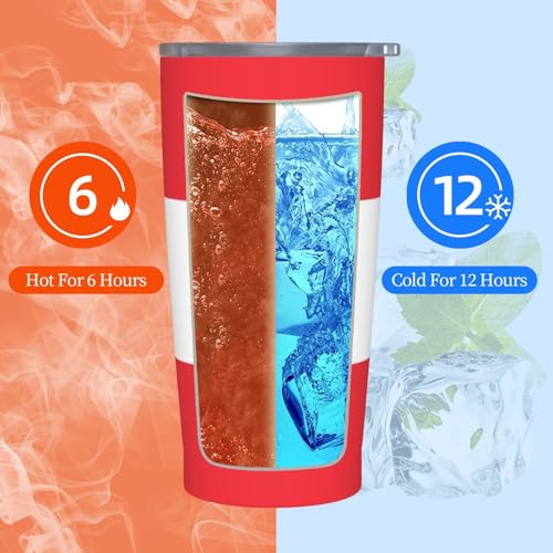 VKKOEWL Austrian Flag Stainless Steel Insulated Tumbler 20 Oz Travel Water Bottle Coffee Mug Drink Cup With Lid Straw