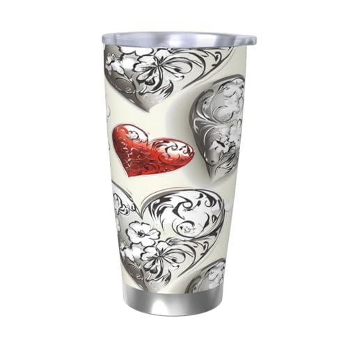 AYCZN Heart 20 OZ Tumbler Stainless Steel Travel Coffee Mug, Romantic Insulated Water Bottle with Lid and 2 StrawsLeakproof Thermal Cup