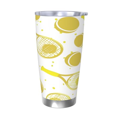 AYCZN Tennis 20 OZ Tumbler Stainless Steel Travel Coffee Mug, Sport Ball Insulated Water Bottle with Lid and 2 StrawsLeakproof Thermal Cup