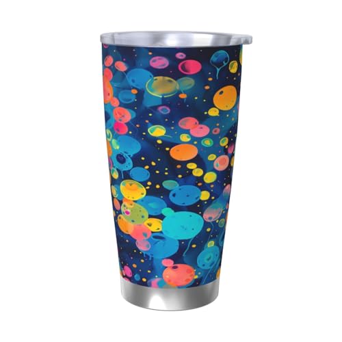 AYCZN Fluorescent Spots 20 OZ Tumbler Stainless Steel Travel Coffee Mug, Colorful Insulated Water Bottle with Lid and 2 StrawsLeakproof Thermal Cup