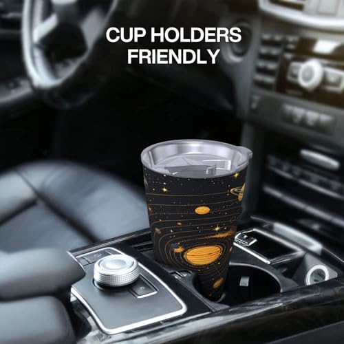 AYCZN Space Solar System 20 OZ Tumbler Stainless Steel Travel Coffee Mug, Galaxy Planet Insulated Water Bottle with Lid and Straws Leakproof Thermal Cup