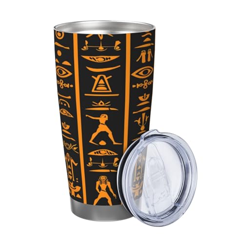 AYCZN Egyptian Hieroglyph 20 OZ Tumbler Stainless Steel Travel Coffee Mug, Ancient Insulated Water Bottle with Lid and Straws Leakproof Thermal Cup