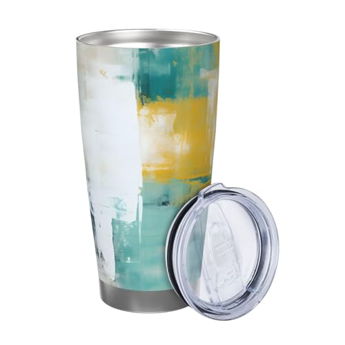 AYCZN Blue Yellow Abstract 20 OZ Tumbler Stainless Steel Travel Coffee Mug, Modern Art Insulated Water Bottle with Lid Leakproof Thermal Cup