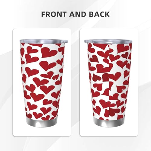 AYCZN Red Heart 20 OZ Tumbler Stainless Steel Travel Coffee Mug, Romantic Insulated Water Bottle with Lid Leakproof Thermal Cup