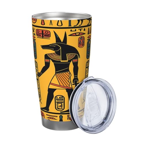 AYCZN Egyptian Tradition 20 OZ Tumbler Stainless Steel Travel Coffee Mug, Ancient Insulated Water Bottle with Lid and 2 StrawsLeakproof Thermal Cup