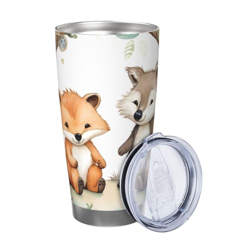 AYCZN Fox Couple 20 OZ Tumbler Stainless Steel Travel Coffee Mug, Fox Flower Insulated Water Bottle with Lid Leakproof Thermal Cup