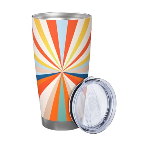 AYCZN Colorful Rays 20 OZ Tumbler Stainless Steel Travel Coffee Mug, Rainbow Insulated Water Bottle with Lid and Straws Leakproof Thermal Cup
