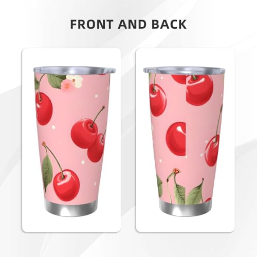 AYCZN Cherry 20 OZ Tumbler Stainless Steel Travel Coffee Mug, Fruit Flower Floral Insulated Water Bottle with Lid Leakproof Thermal Cup