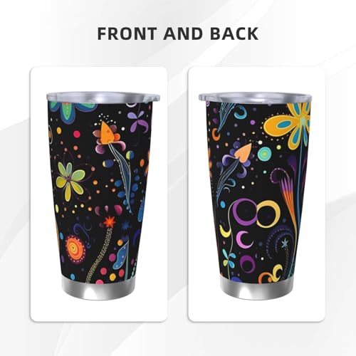 AYCZN Abstract Flower 20 OZ Tumbler Stainless Steel Travel Coffee Mug, Boho Floral Insulated Water Bottle with Lid and 2 StrawsLeakproof Thermal Cup