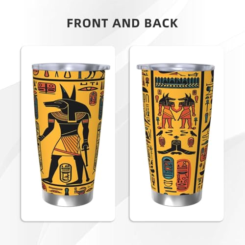 AYCZN Egyptian Tradition 20 OZ Tumbler Stainless Steel Travel Coffee Mug, Ancient Insulated Water Bottle with Lid and 2 StrawsLeakproof Thermal Cup