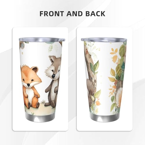 AYCZN Fox Couple 20 OZ Tumbler Stainless Steel Travel Coffee Mug, Fox Flower Insulated Water Bottle with Lid Leakproof Thermal Cup