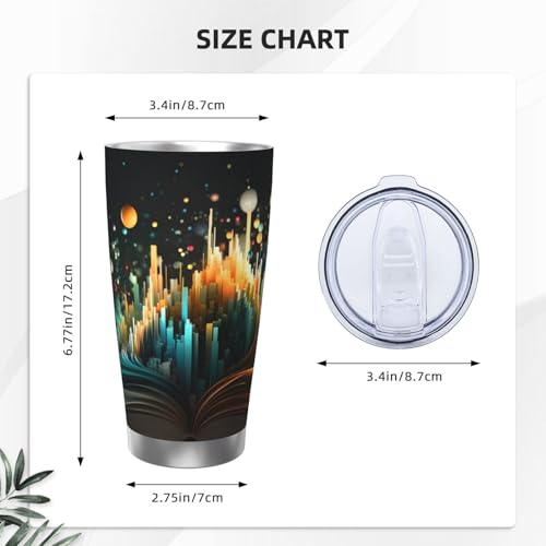 AYCZN Book 20 OZ Tumbler Stainless Steel Travel Coffee Mug, Education Learning Insulated Water Bottle with Lid and Straws Leakproof Thermal Cup