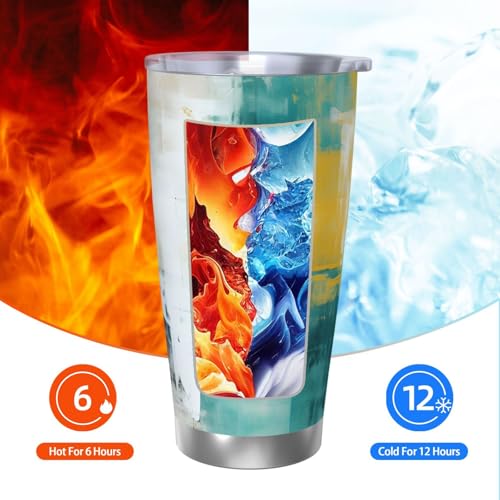 AYCZN Blue Yellow Abstract 20 OZ Tumbler Stainless Steel Travel Coffee Mug, Modern Art Insulated Water Bottle with Lid Leakproof Thermal Cup