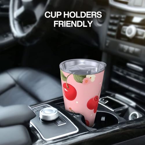 AYCZN Cherry 20 OZ Tumbler Stainless Steel Travel Coffee Mug, Fruit Flower Floral Insulated Water Bottle with Lid Leakproof Thermal Cup