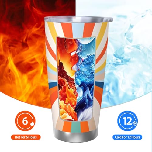 AYCZN Colorful Rays 20 OZ Tumbler Stainless Steel Travel Coffee Mug, Rainbow Insulated Water Bottle with Lid and Straws Leakproof Thermal Cup