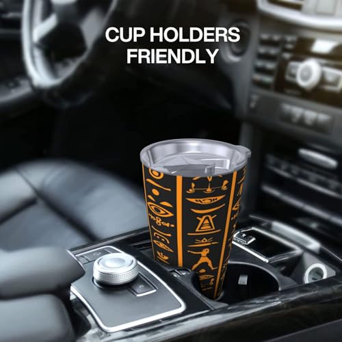 AYCZN Egyptian Hieroglyph 20 OZ Tumbler Stainless Steel Travel Coffee Mug, Ancient Insulated Water Bottle with Lid and Straws Leakproof Thermal Cup