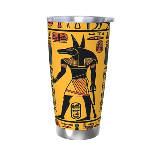 AYCZN Egyptian Tradition 20 OZ Tumbler Stainless Steel Travel Coffee Mug, Ancient Insulated Water Bottle with Lid and 2 StrawsLeakproof Thermal Cup