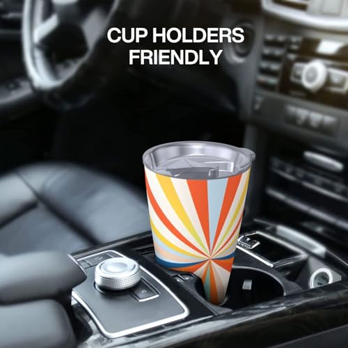 AYCZN Colorful Rays 20 OZ Tumbler Stainless Steel Travel Coffee Mug, Rainbow Insulated Water Bottle with Lid and Straws Leakproof Thermal Cup