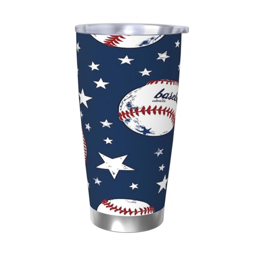 AYCZN Vintage Baseball Star 20 OZ Tumbler Stainless Steel Travel Coffee Mug, Sport Ball Insulated Water Bottle with Lid and 2 StrawsLeakproof Thermal Cup