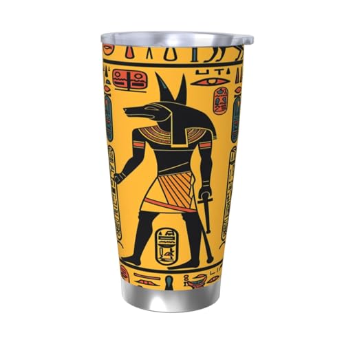 AYCZN Egyptian Tradition 20 OZ Tumbler Stainless Steel Travel Coffee Mug, Ancient Insulated Water Bottle with Lid and 2 StrawsLeakproof Thermal Cup