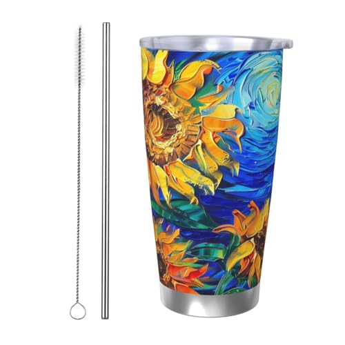 AYCZN Sky Sunflower 20 OZ Tumbler Stainless Steel Travel Coffee Mug, Starry Night Insulated Water Bottle with Lid Leakproof Thermal Cup