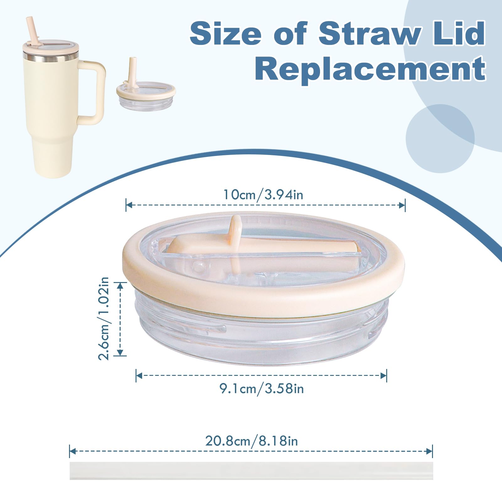40 oz Flip Straw Leak Proof Lid for Stanley, Spill Proof Top Replacement for Stanley Quencher and ProTour, 2025 NEW Reusable Tumbler Cover Replacement Accessories for 40 oz StanleyCup, (Lvory*2)