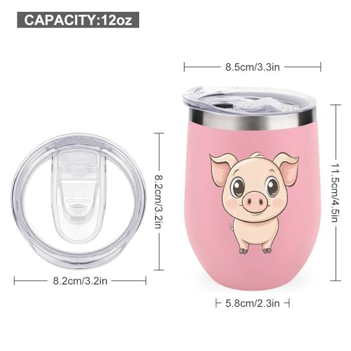 Cartoon Pigs Funny Wine Tumbler 12 Oz Stainless Steel Insulated Mug Double Wall Water Cup with Lid