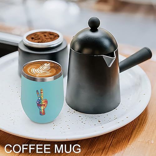 Watercolor Peace Sign Funny Wine Tumbler 12 Oz Stainless Steel Insulated Mug Double Wall Water Cup with Lid