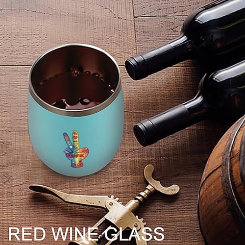 Watercolor Peace Sign Funny Wine Tumbler 12 Oz Stainless Steel Insulated Mug Double Wall Water Cup with Lid