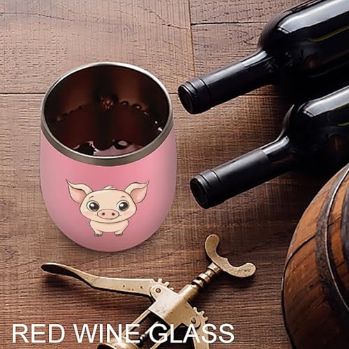 Cartoon Pigs Funny Wine Tumbler 12 Oz Stainless Steel Insulated Mug Double Wall Water Cup with Lid