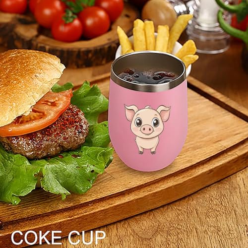 Cartoon Pigs Funny Wine Tumbler 12 Oz Stainless Steel Insulated Mug Double Wall Water Cup with Lid