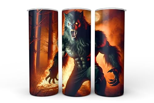 Wolf Tumbler, 20 oz Wolves Gifts Coffee Travel Mug Cup Tumblers Double-Wall Vacuum Insulated, Leakproof. Horror tumbler