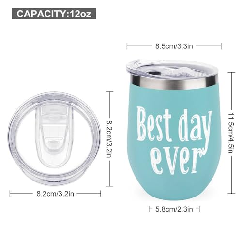 Best Day Ever Funny Wine Tumbler 12 Oz Stainless Steel Insulated Mug Double Wall Water Cup with Lid