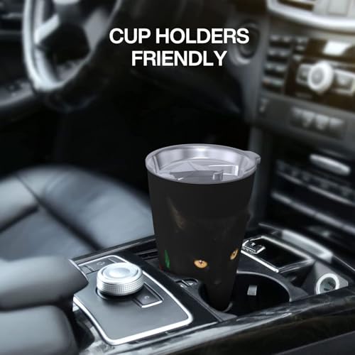jshmgchw 3d Black Cat 20oz Tumbler, Car Cup With Lid And Straw, Spill-Proof, Stainless Steel Double Wall Vacuum Insulated Reusable Coffee Travel Mug, For Cold Drinks, Hot Beverage