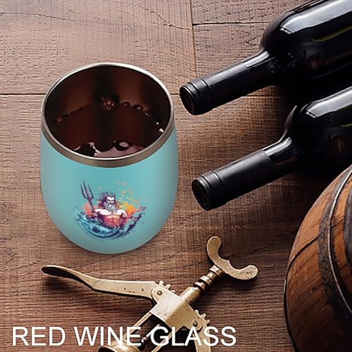 Watercolor Posei-Don Funny Wine Tumbler 12 Oz Stainless Steel Insulated Mug Double Wall Water Cup with Lid