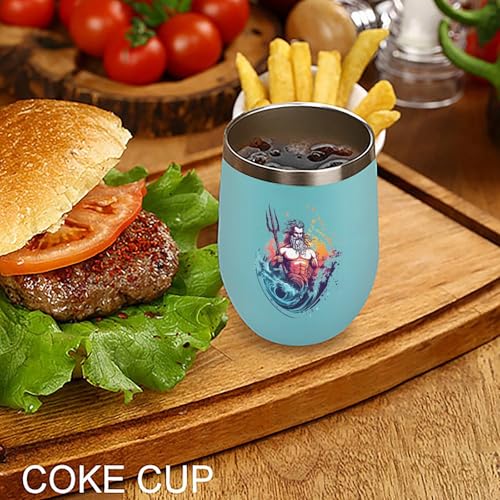 Watercolor Posei-Don Funny Wine Tumbler 12 Oz Stainless Steel Insulated Mug Double Wall Water Cup with Lid