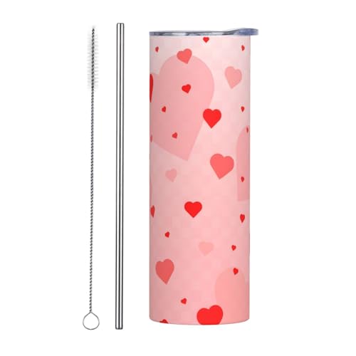 AFHYZY 20 oz Skinny Tumbler Reusable Coffee Travel Mug with Lids and Straws, Insulated Coffee Cups 20oz Stainless Steel Water Bottles Leak Proof for Home, Adults - Mother's Day