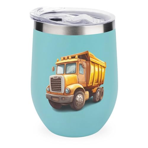 Cute Garbage Truck Funny Wine Tumbler 12 Oz Stainless Steel Insulated Mug Double Wall Water Cup with Lid
