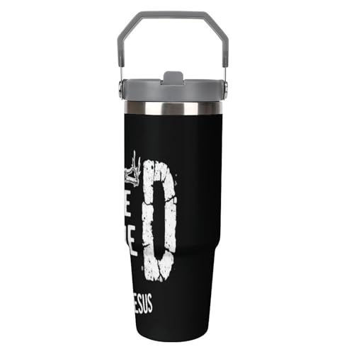 Is God The Time I Love Jesus 30 OZ Insulated Tumblers with Handle And Straw Leakproof Vacuum Insulated Stainless Steel Water Bottle for Car Fishing Travel