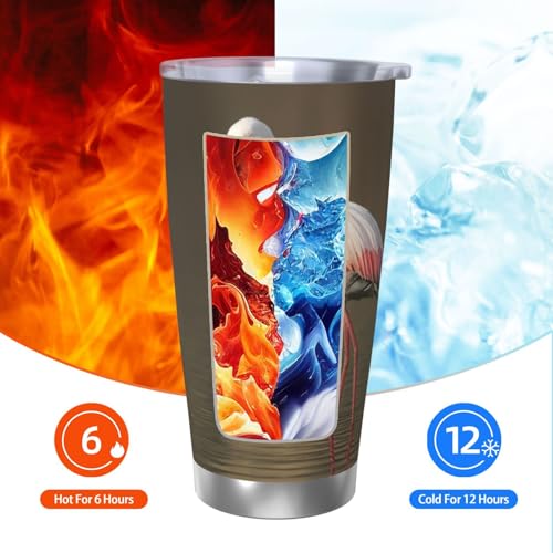 3d Flamingo 20oz Tumbler, Car Cup With Lid And Straw, Spill-Proof, Stainless Steel Double Wall Vacuum Insulated Reusable Coffee Travel Mug, For Cold Drinks, Hot Beverage