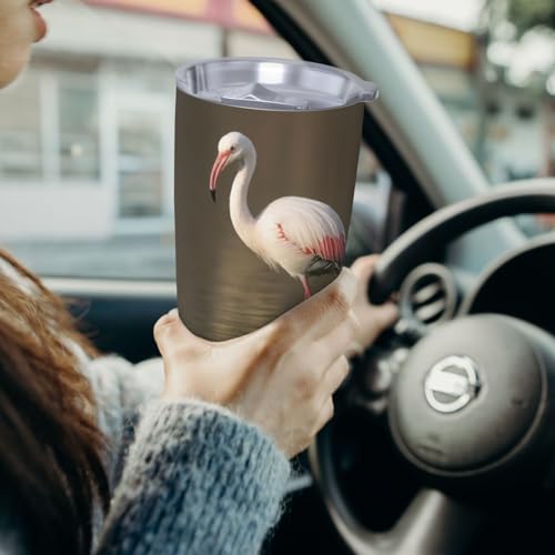 3d Flamingo 20oz Tumbler, Car Cup With Lid And Straw, Spill-Proof, Stainless Steel Double Wall Vacuum Insulated Reusable Coffee Travel Mug, For Cold Drinks, Hot Beverage