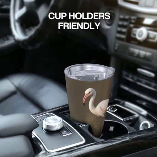 3d Flamingo 20oz Tumbler, Car Cup With Lid And Straw, Spill-Proof, Stainless Steel Double Wall Vacuum Insulated Reusable Coffee Travel Mug, For Cold Drinks, Hot Beverage