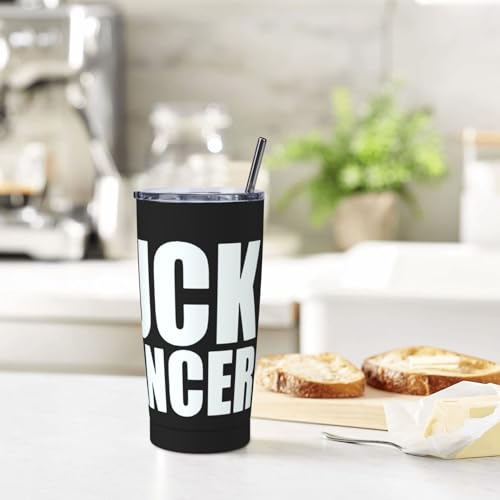 QIANGLAI Fuck-Cancer Stainless Steel Insulated Drinking Sport Cup Coffee Mug 20 Ounce with Lids and Straws