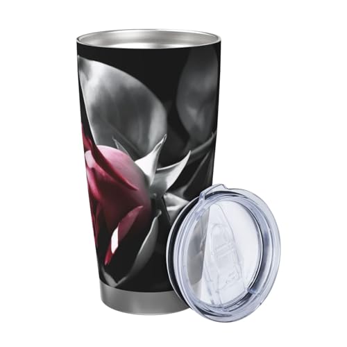jshmgchw 3d Gothic Black Roses 20oz Tumbler, Car Cup With Lid And Straw, Spill-Proof, Stainless Steel Double Wall Vacuum Insulated Reusable Coffee Travel Mug, For Cold Drinks, Hot Beverage