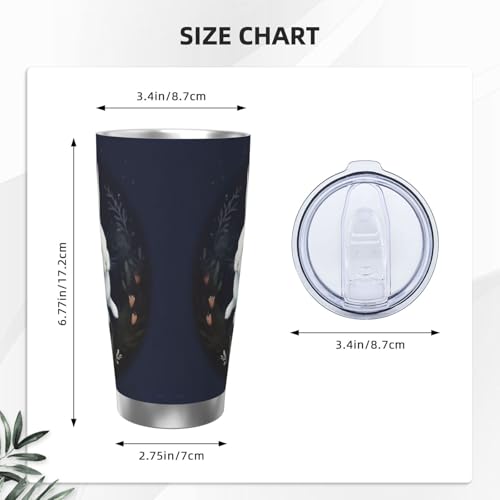 jshmgchw 3d Cute White Rabbit 20oz Tumbler, Car Cup With Lid And Straw, Spill-Proof, Stainless Steel Double Wall Vacuum Insulated Reusable Coffee Travel Mug, For Cold Drinks, Hot Beverage