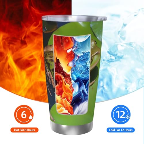 jshmgchw 3d Peace Tree Frog 20oz Tumbler, Car Cup With Lid And Straw, Spill-Proof, Stainless Steel Double Wall Vacuum Insulated Reusable Coffee Travel Mug, For Cold Drinks, Hot Beverage