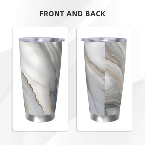jshmgchw 3d Marble Texture 20oz Tumbler, Car Cup With Lid And Straw, Spill-Proof, Stainless Steel Double Wall Vacuum Insulated Reusable Coffee Travel Mug, For Cold Drinks, Hot Beverage