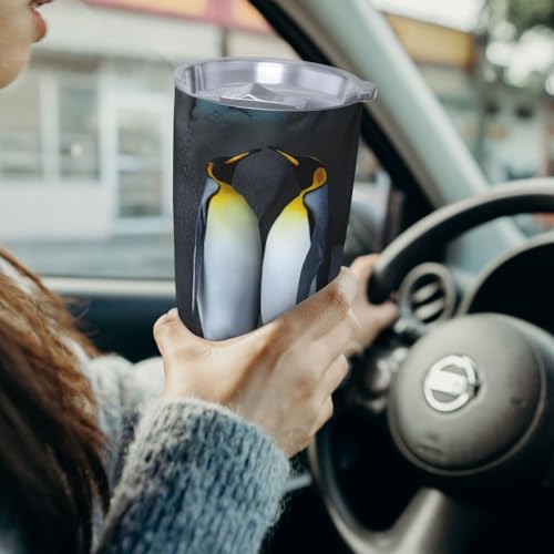 jshmgchw 3d Penguin 20oz Tumbler, Car Cup With Lid And Straw, Spill-Proof, Stainless Steel Double Wall Vacuum Insulated Reusable Coffee Travel Mug, For Cold Drinks, Hot Beverage