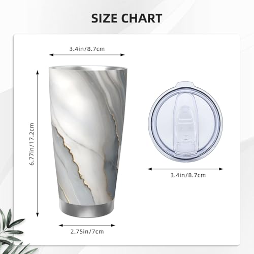 jshmgchw 3d Marble Texture 20oz Tumbler, Car Cup With Lid And Straw, Spill-Proof, Stainless Steel Double Wall Vacuum Insulated Reusable Coffee Travel Mug, For Cold Drinks, Hot Beverage