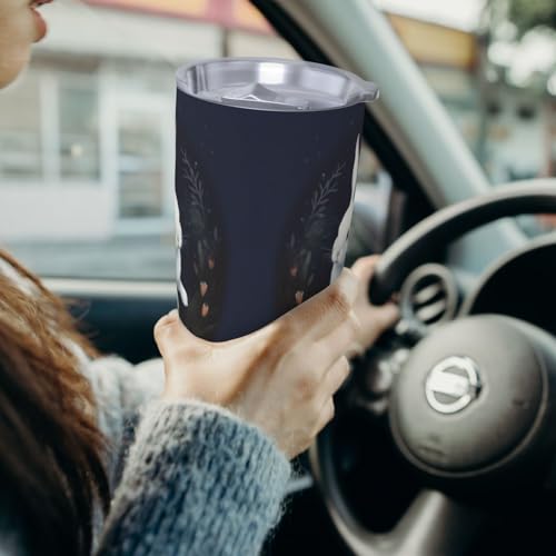 jshmgchw 3d Cute White Rabbit 20oz Tumbler, Car Cup With Lid And Straw, Spill-Proof, Stainless Steel Double Wall Vacuum Insulated Reusable Coffee Travel Mug, For Cold Drinks, Hot Beverage